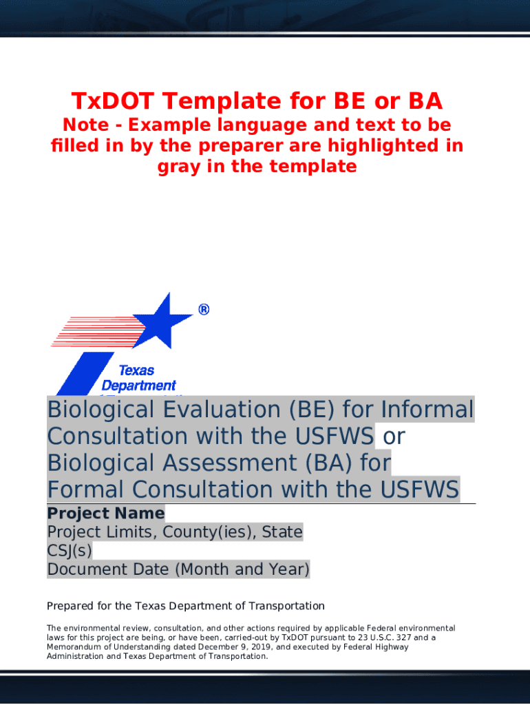 300-02-TEM Template for Biological Evaluation (BE) or Biological ...