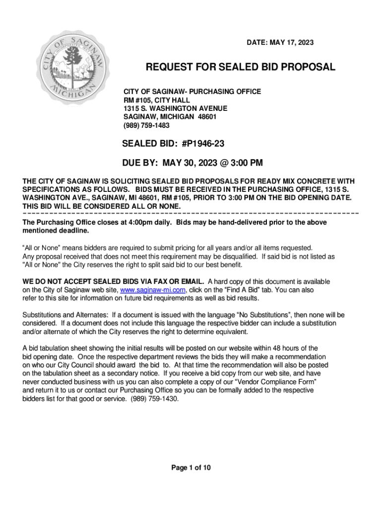 Fillable Online SEALED BID: #P1946-23 Fax Email Print - pdfFiller