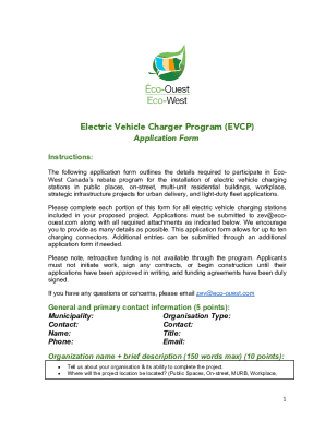 Fillable Online Electric Vehicle Charger ProgramApplication Form Fax ...