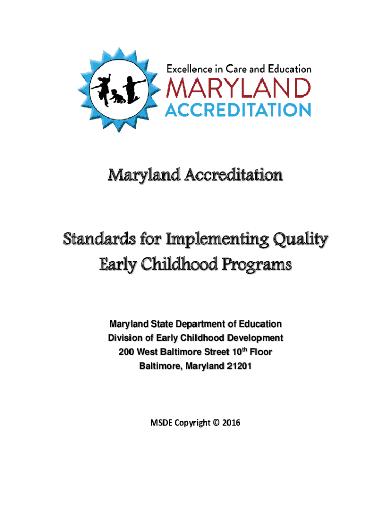 Fillable Online Maryland Program AccreditationStandards for ...