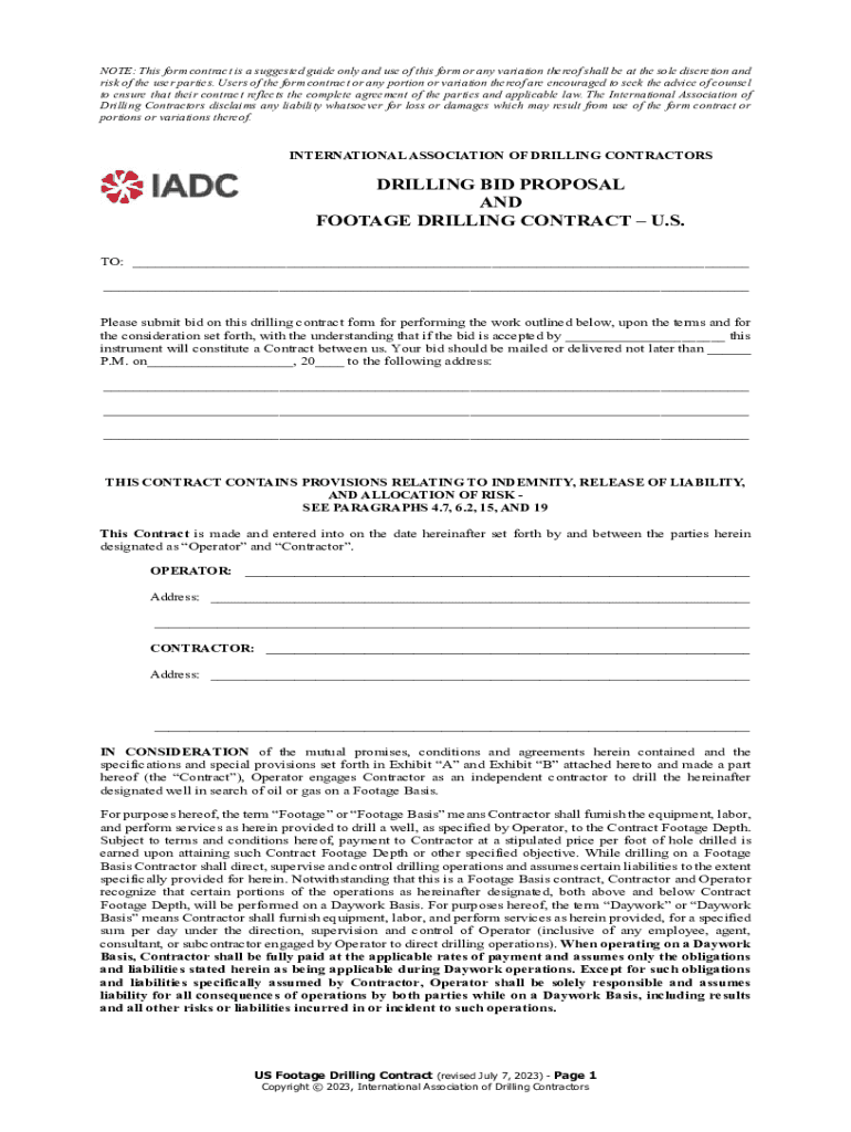 Fillable Online Standard Drilling Services Agreement SAMPLE Fax Email ...