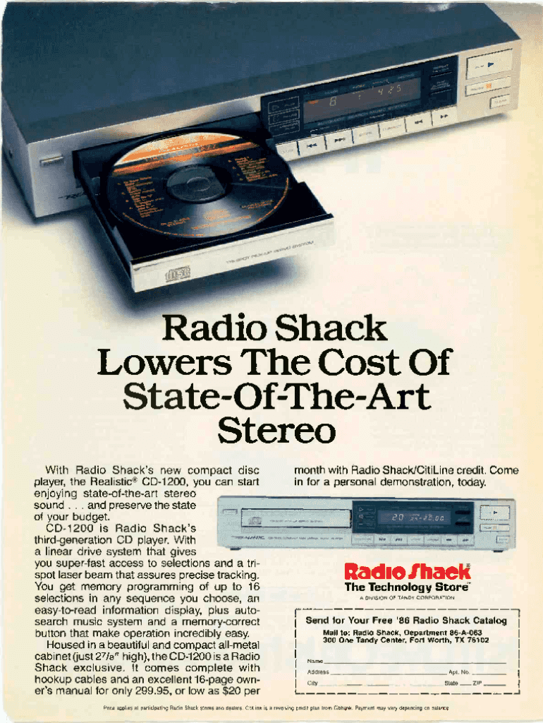 Fillable Online CD-R's audio jumps on a RadioShack 3905 CD walkman Fax ...