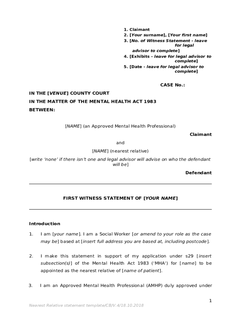nearest-relative-court-statement-template- ... Doc Template | pdfFiller