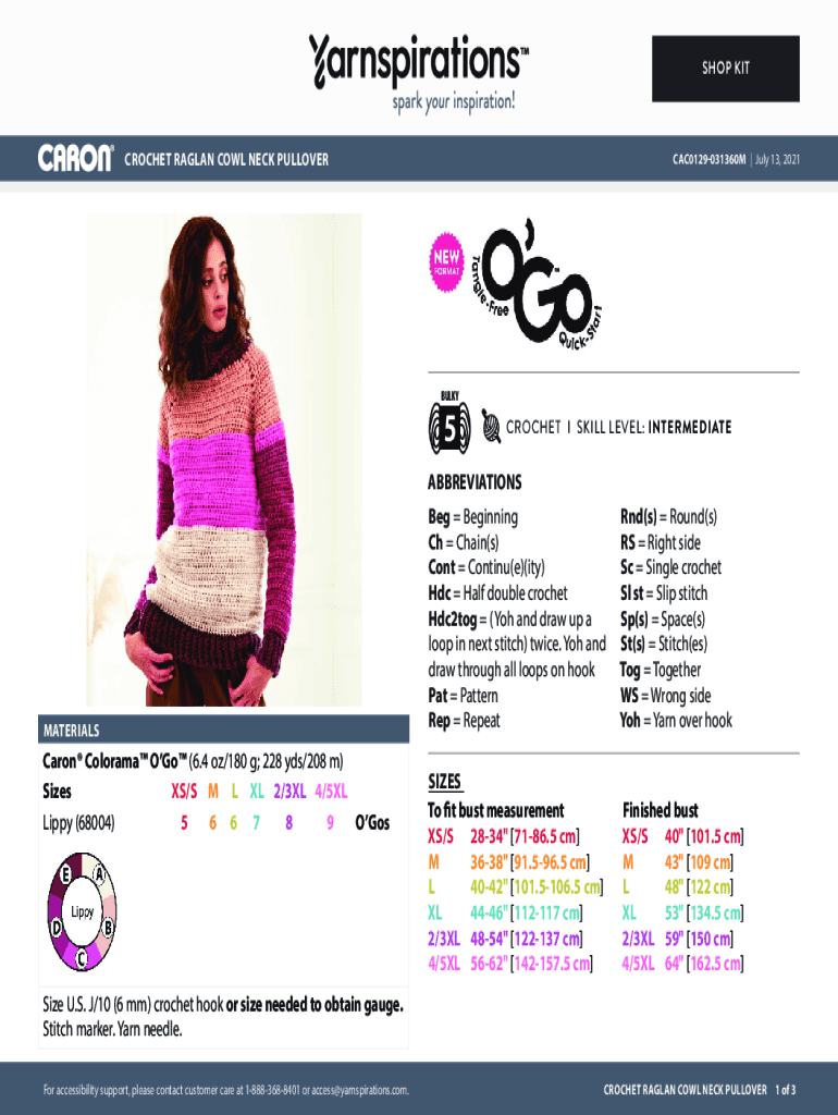 Fillable Online Yarnspirations: Yarn, Crochet, and Knitting Supplies ...