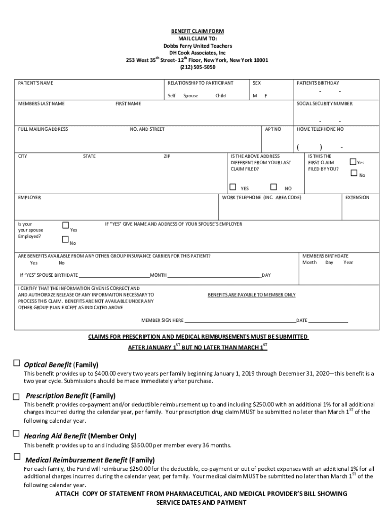 Fillable Online Benefit Claims Form Fax Email Print - pdfFiller