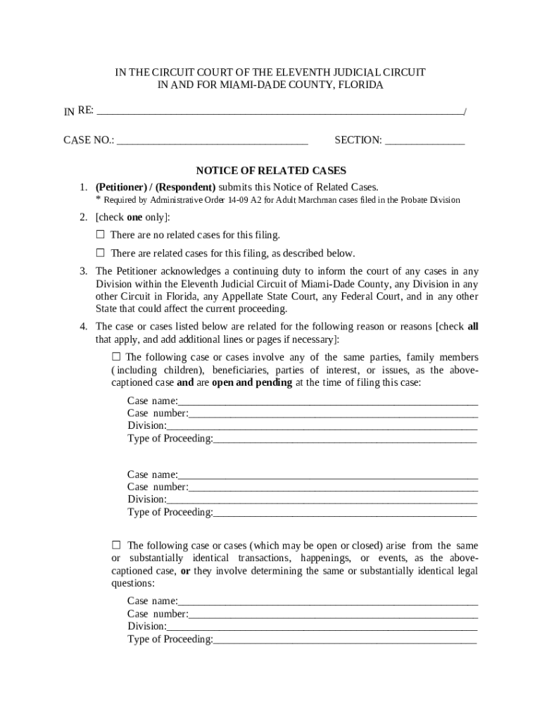Probate Notice of Related Cases.pdf Doc Template | pdfFiller