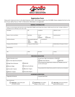 Fillable Online Student/Parent Forms - Apollo Career Center Fax Email ...