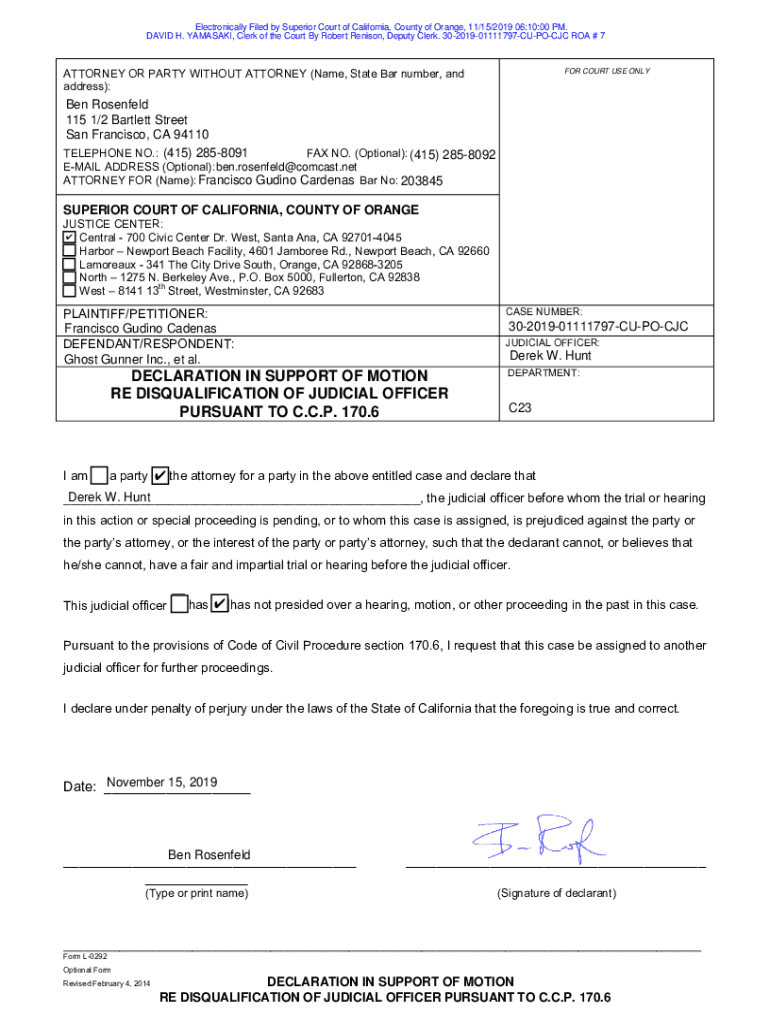 Fillable Online DECLARATION IN SUPPORT OF MOTION RE ... Fax Email Print - pdfFiller
