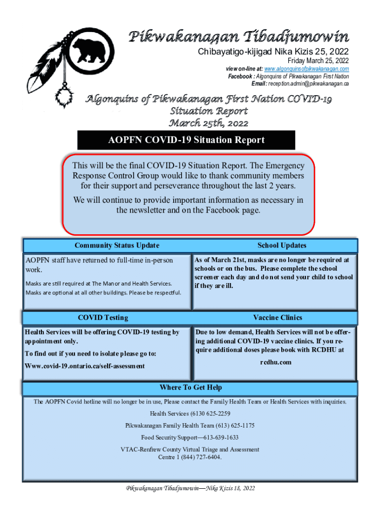 Fillable Online Algonquins of Pikwakanagan First Nation COVID-19 Fax ...