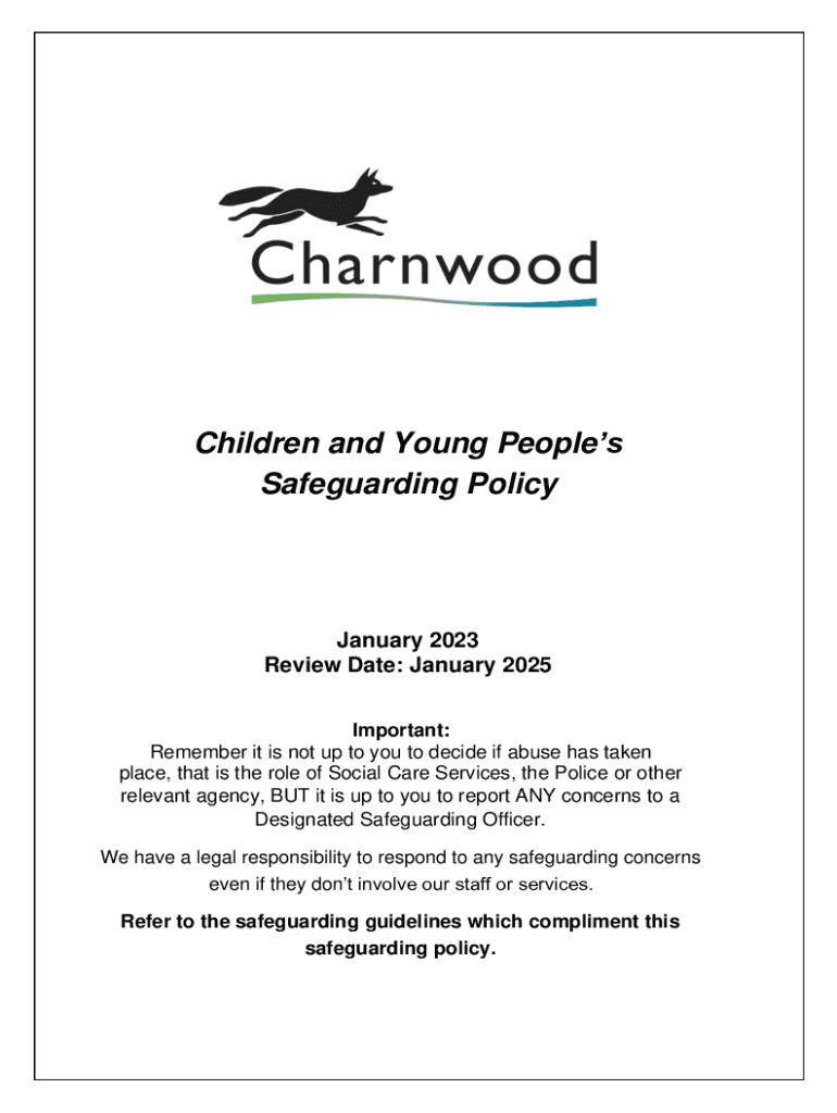 Fillable Online Safeguarding Policy (Children and Young People) Fax ...