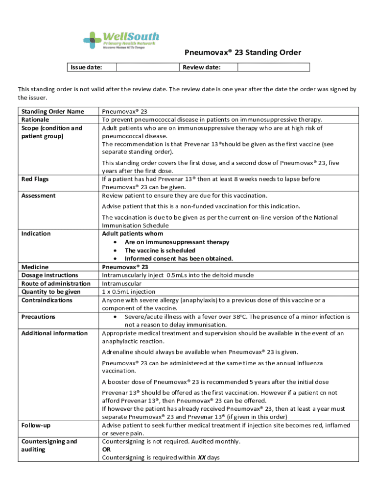 Fillable Online Pneumococcal Vaccination Guidance for Nursing Home ...