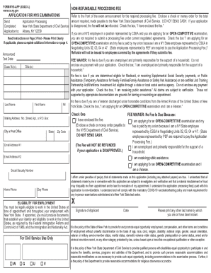 Fillable Online APPLICATION FOR NYS EXAMINATIONS For Civil Service ...