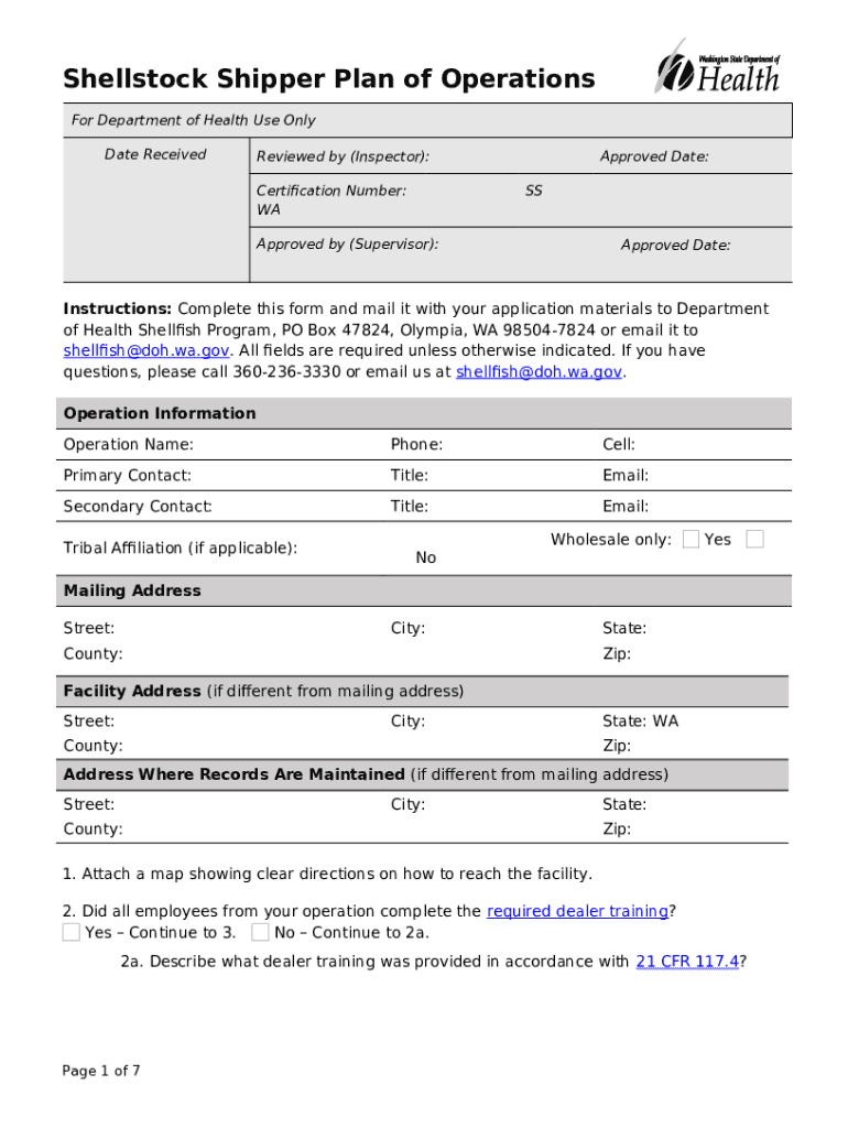 Shellfish Export CertificatesWashington State Department of ... - doh ...