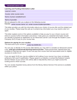 Fillable Online ALL learning and funding information letter and ...