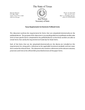 Fillable Online Texas Requirements for Electronic Pollbook Forms Fax ...