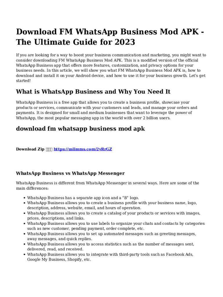 Fillable Online Download FM WhatsApp Business App for Free - The ...