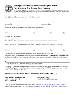 Fillable Online Nonregistered Elector Mail Ballot Request Form Fire ...