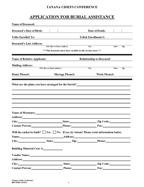 Fillable Online Temporary Assistance Burial Assistance Application Fax ...