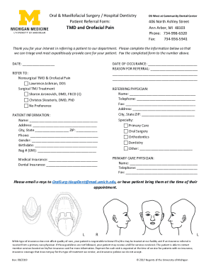 Fillable Online Oral & Maxillofacial Surgery / Hospital Dentistry Fax ...
