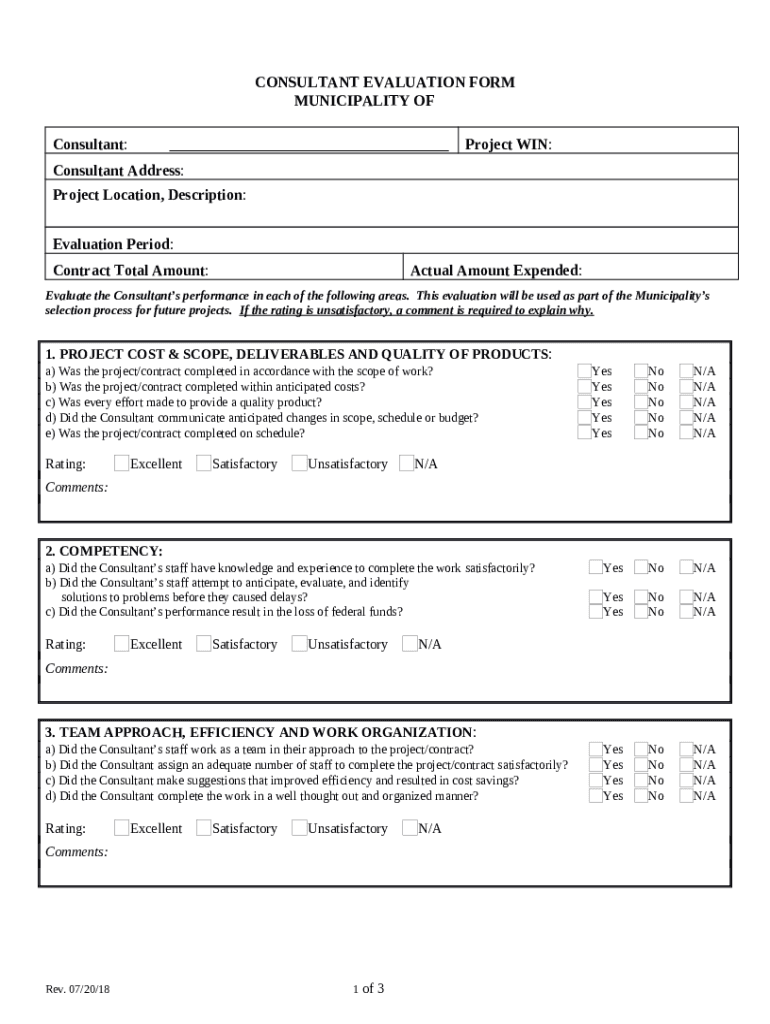 CONSULTANT PERANCE EVALUATION ... Doc Template | pdfFiller