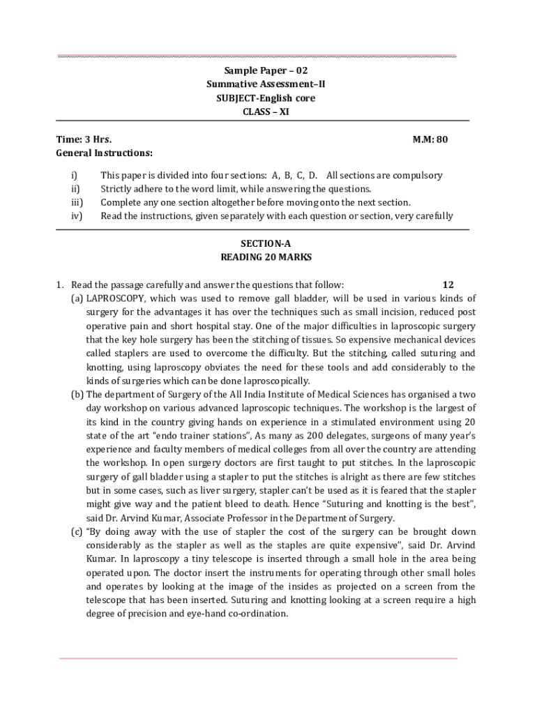 Fillable Online SAMPLE QUESTION PAPER FOR HALF-YEARLY EXAM ... Fax ...