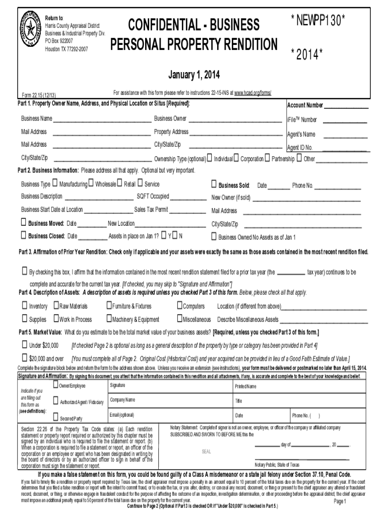 Fillable Online Free fillable Harris County Appraisal District PDF ...