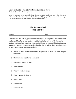 Fillable Online The Nex Perce Trail. Map Exercise Fax Email Print ...