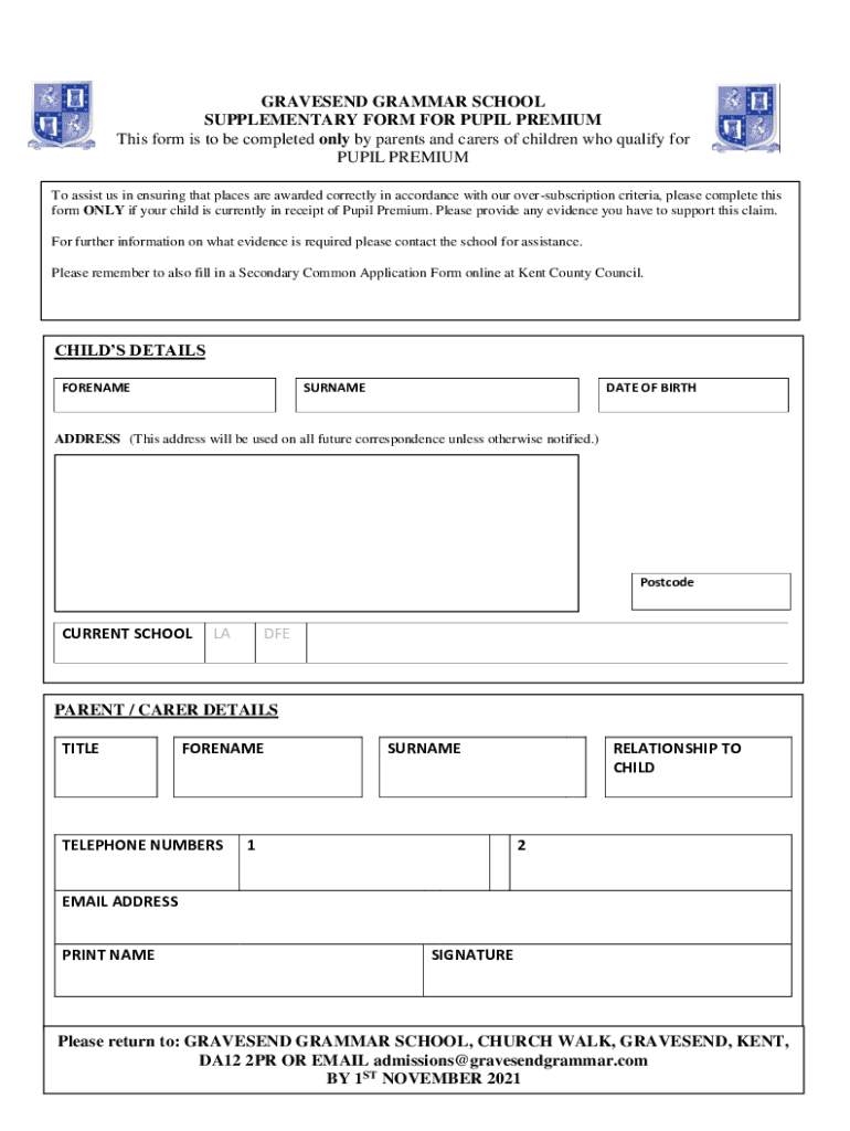 Fillable Online Pupil Premium - Frequently Asked Questions For Parents ... Fax Email Print ...