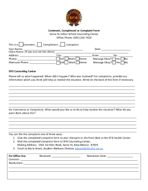 Fillable Online Comment, Compliment or Complaint Form Fax Email Print ...