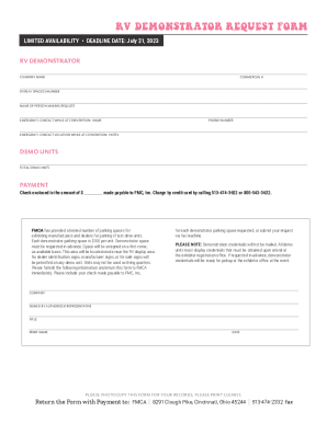 Fillable Online RV DEMONSTRATOR REQUEST FORM Fax Email Print - pdfFiller