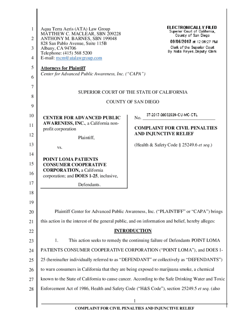 Fillable Online oag ca Aqua Terra Aeris Law Group Company Profile Fax ...