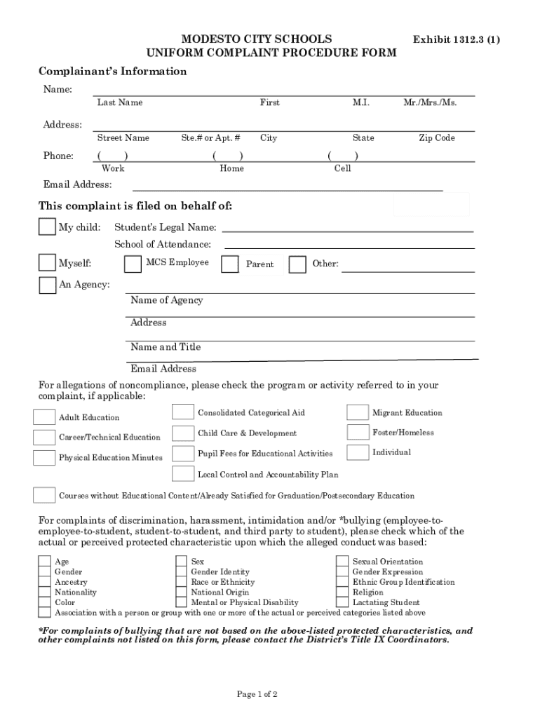 Fillable Online UCP Complaint Form 1312 3 EX SPANISH Fax Email Print ...