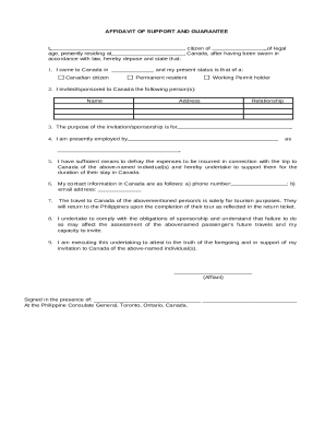 Affidavit Of Support And Consent Sample - Fill Online ... Doc Template ...