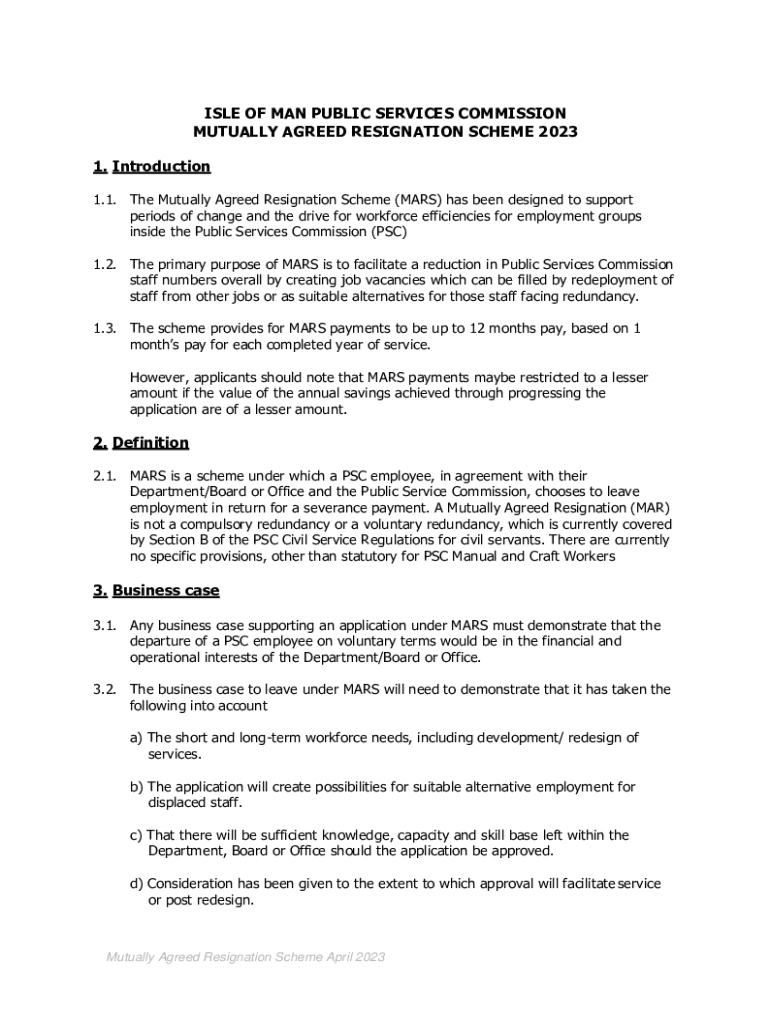 Fillable Online Public Services Commission Mutually Agreed Resignation ...