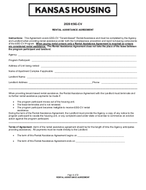 Fillable Online Rental Assistance Agreement between Contract ... Fax ...