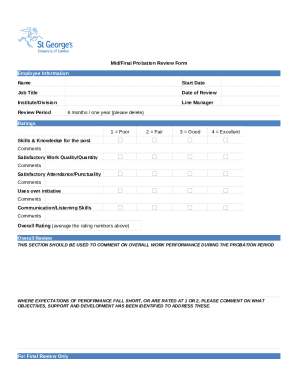 Mid-Final Probation Review Doc Template | pdfFiller