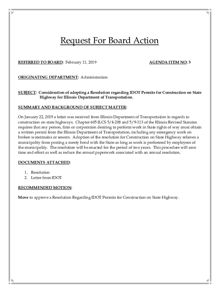 Fillable Online SUBJECT: Consideration of adopting a Resolution ...