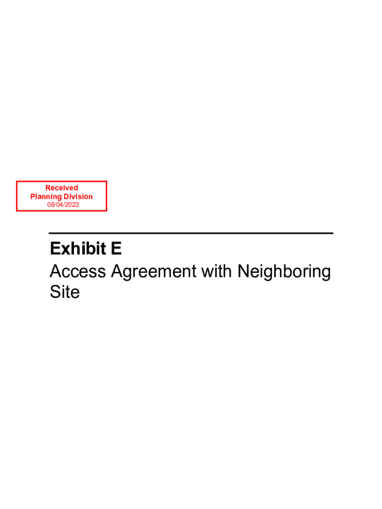 Fillable Online Exhibit E Access Agreement with Neighboring Site Fax Email Print - pdfFiller