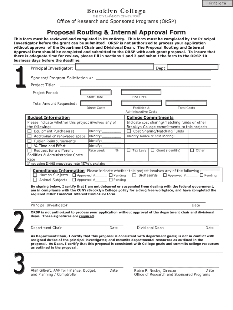 Fillable Online ORSP-Proposal-Routing-and-Internal-Approval-Form. ... Fax Email Print - pdfFiller