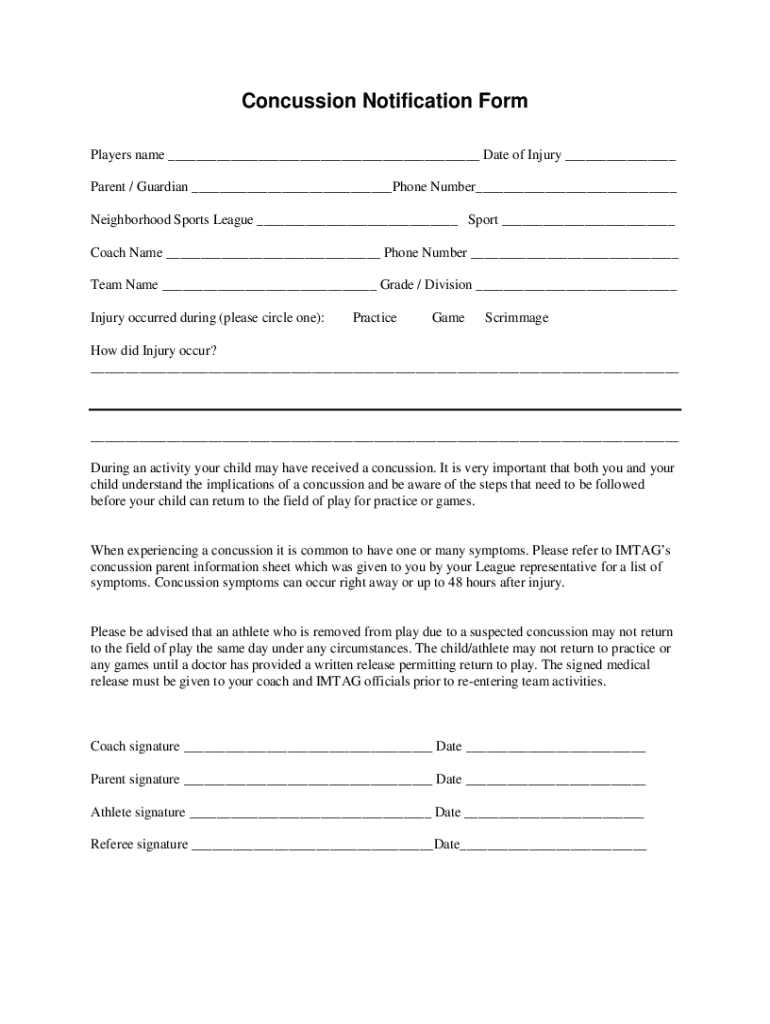 Fillable Online CIF Concussion Information Sheet & Opioid Fact heet fo ...