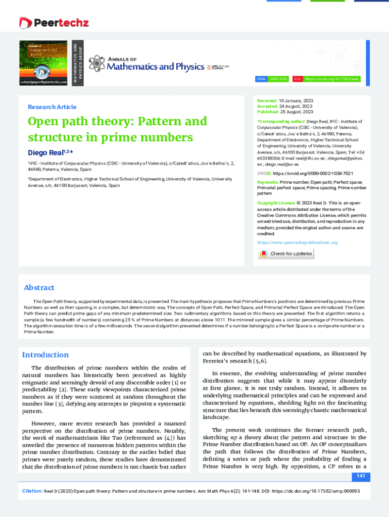 Fillable Online Open path theory: Pattern and structure in prime ...