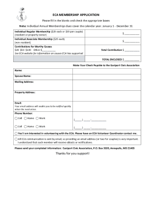 Fillable Online ECA MEMBERSHIP APPLICATION Fax Email Print - pdfFiller