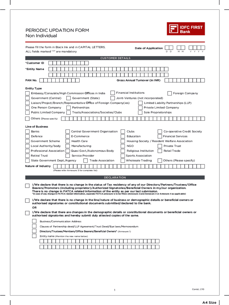 Fillable Online PERIODIC UPDATION FORM (NON INDIVIDUAL ENTITIES Fax Email Print - pdfFiller