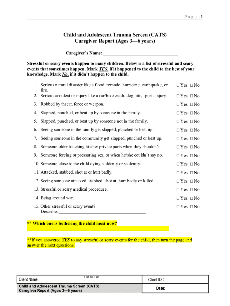 Fillable Online Using the Child and Adolescent Trauma Screen (CATS) Fax ...