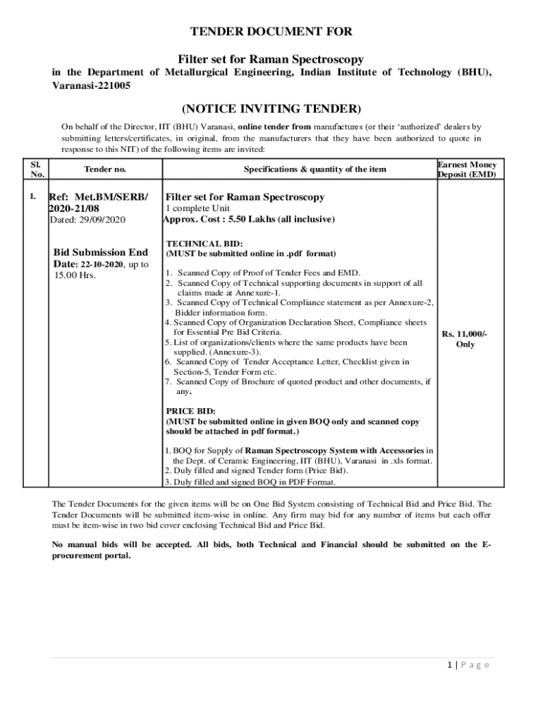 Fillable Online Supply Of Filter Set For Raman Spectroscopy In The, Dept. ... Fax Email Print ...
