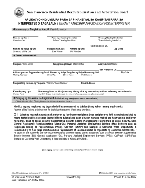 Fillable Online San Francisco Rent Stabilization and Arbitration ...