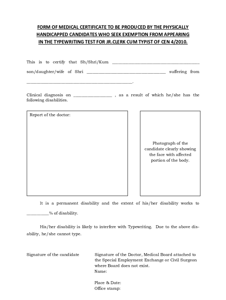 Fillable Online form of medical certificate to be produced by the physically Fax Email Print ...