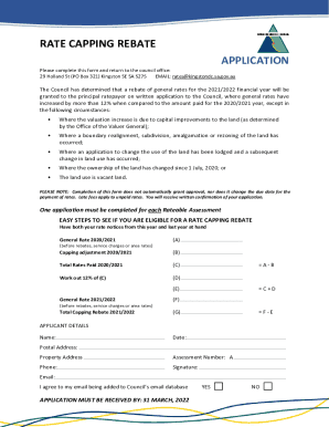 Fillable Online Rates capping application form Fax Email Print - pdfFiller