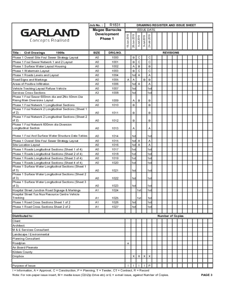 Fillable Online DRAWING REGISTER AND ISSUE SHEET Fax Email Print ...