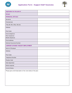 Fillable Online APPLICATION FORM FOR EMPLOYMENT Mr / Mrs / Miss ...